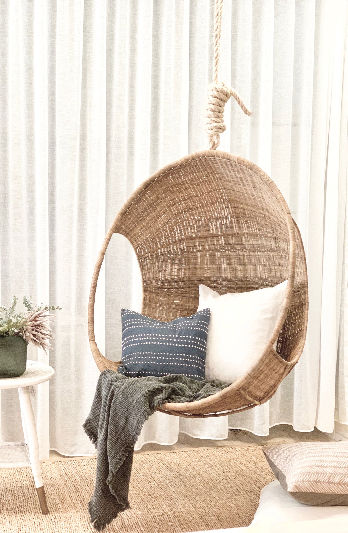 Hanging Pod Woven Cane Chair | Coastal Drift AU