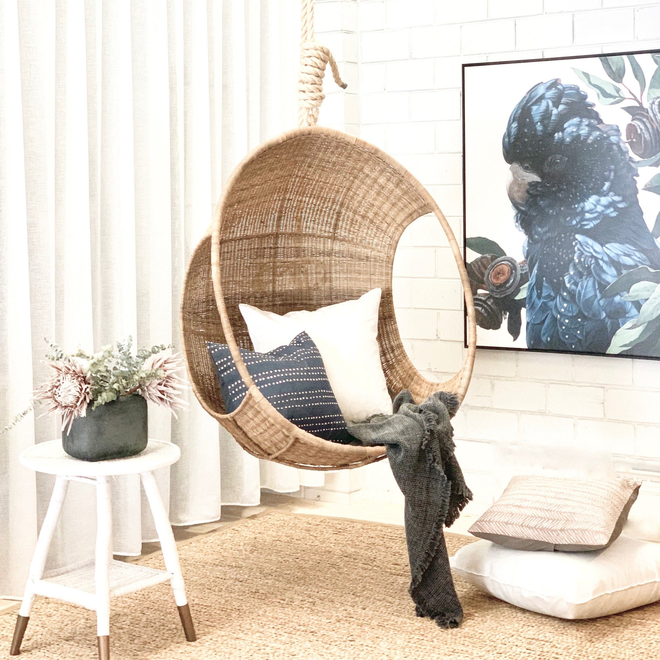 Hanging Pod Woven Cane Chair | Coastal Drift AU